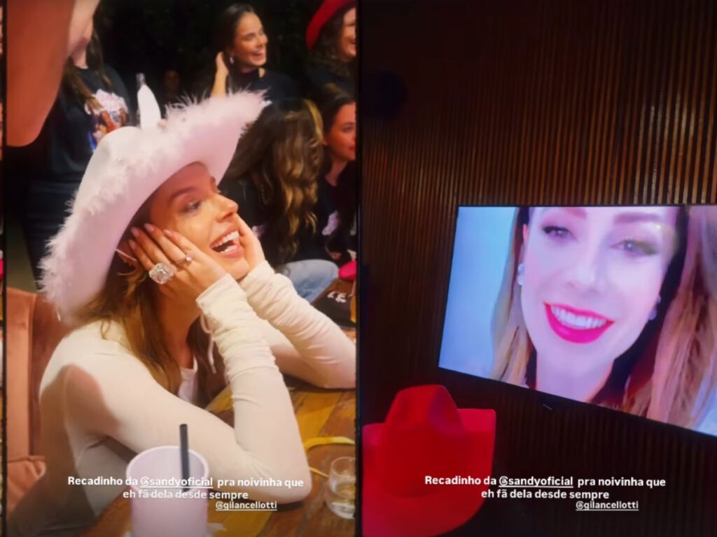 Gio Lancellotti ganha recado de Sandy na despedida de solteira