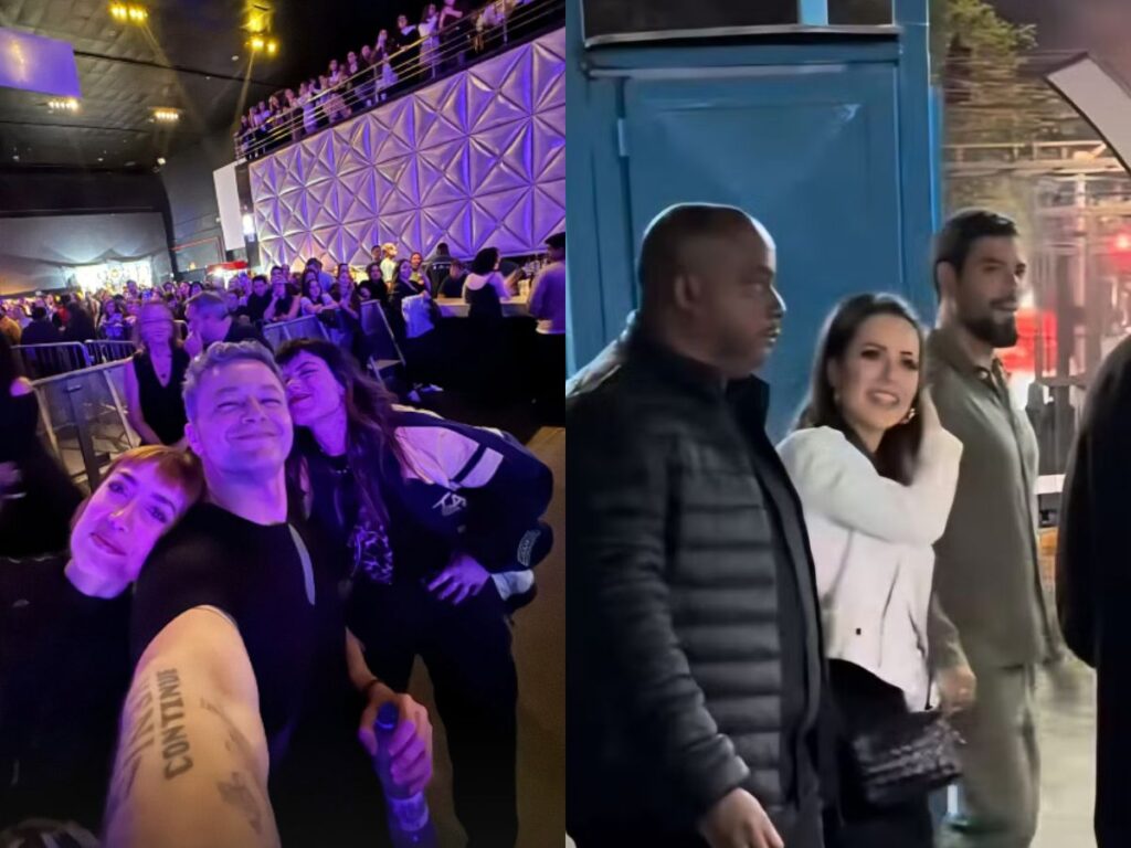 Sandy e namorado em show com ex, Lucas Lima